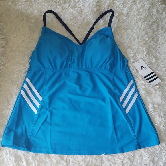 adidas | Swim | Adidas Blue Bandeaukini Tankini Swim Top 2 | Poshmark